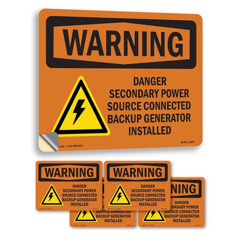 Danger Secondary Power Source With Symbol Osha Warning Vinyl Decal Label 18 Inch X 12 Inch 5