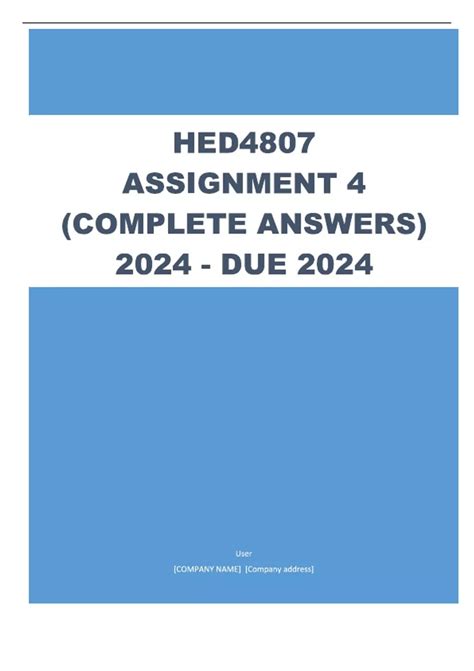 Hed4807 Assignment 4 Complete Answers 2024 Due 9 October 2024 100