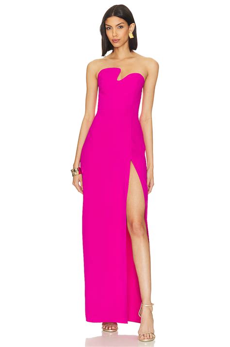 Amanda Uprichard X Revolve Strapless Puzzle Gown In Dark Hot Pink Revolve