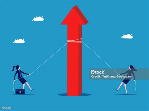 두 명의 사업가가 화살을 당기기 위해 경쟁합니다 성장을 위한 경쟁 벡터 개선에 대한 스톡 벡터 아트 및 기타 이미지 개선 개성 개념 결심 Istock