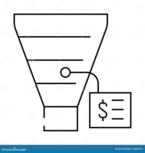 Funnel Business Intelligence Filtration System Line Icon Vector Illustration Stock Illustration