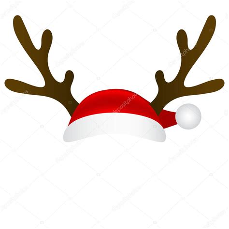 Cornamenta De Reno Y Plantilla De M Scara De Santa Claus Sobre Fondo