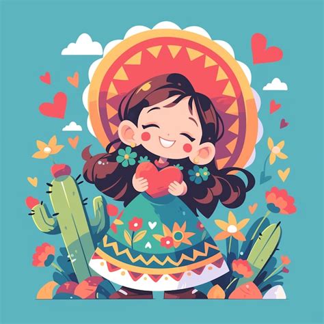 Uma jovem mexicana celebra o Dia da Criança no estilo de desenho
