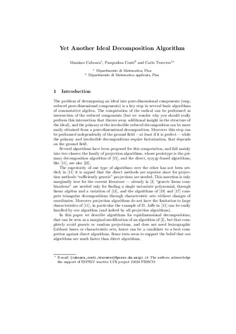 Pdf Yet Another Ideal Decomposition Algorithm