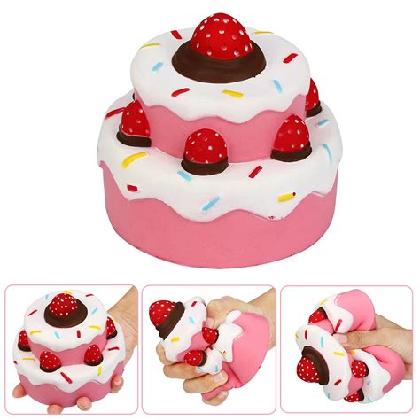 Mskwee 소프트 점보 Kawaii Squishy 2 층 딸기 케이크 Squishes 천천히 상승 안티 스트레스 짜기 장난감 홈 인테리어스퀴즈 장난감 Aliexpress