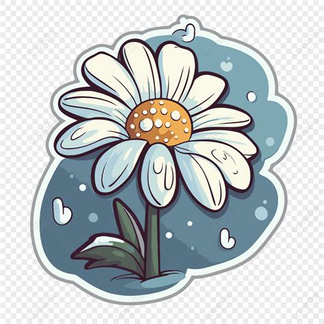 물방울 일러스트와 함께 만화 데이지 꽃 벡터상표 Png 일러스트 무료 다운로드 Lovepik