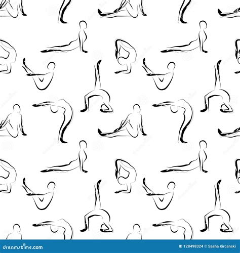 Yoga Poses Seamless Vector Pattern Stock Vector Illustration Of