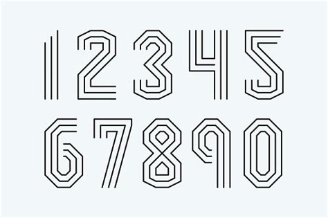 Set Of Numbers Line Style Stock Illustration Download Image Now