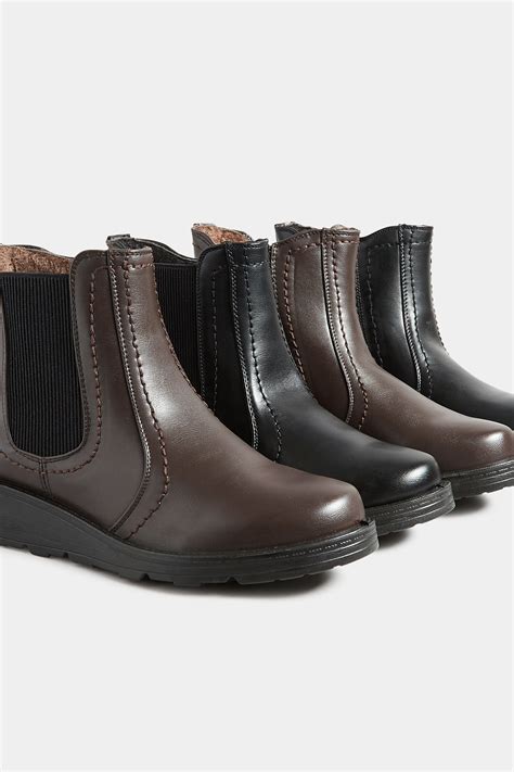 Bottines Marrons Chelsea Pieds Larges E And Extra Larges Eee Yours Clothing