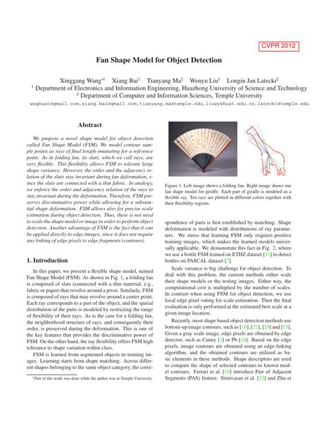 Pdf Fan Shape Model For Object Detection