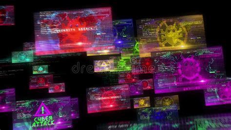 Russian Cyberattack Network Symbol On Screens Animation Stock Footage