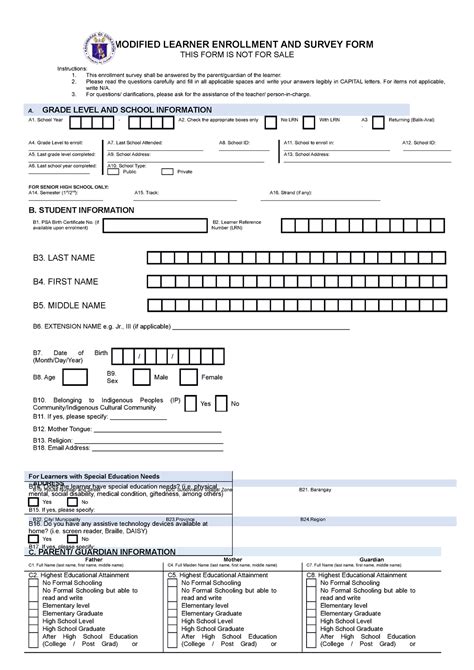 Final Modified Learner Enrollment And Survey Form English Modified