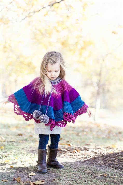 Girls Color Block Poncho Crochet Pattern Pdf Etsy Crochet Poncho