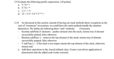 Solved 29 Evaluate The Following Postfix Expressions 10