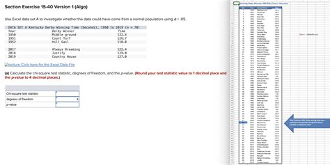 Section Exercise Version Algo Use Excel Chegg
