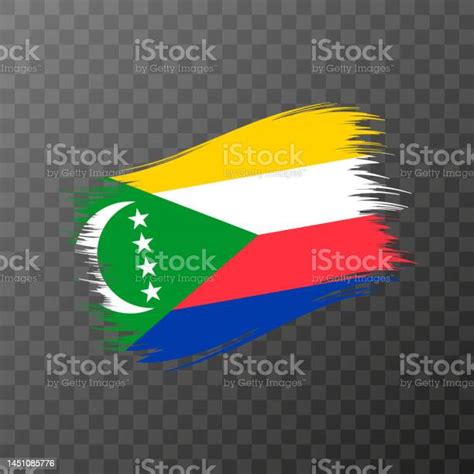 코모로 국기입니다 그런지 브러시 스트로크 투명 한 배경에 벡터 그림입니다 0명에 대한 스톡 벡터 아트 및 기타 이미지 0명