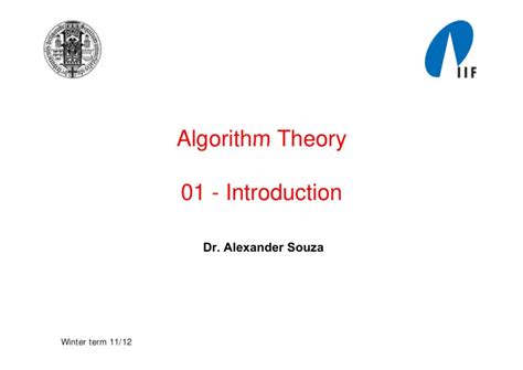 Ppt Algorithm Theory Algorithm Theory 01 01 Introduction I T D Ti