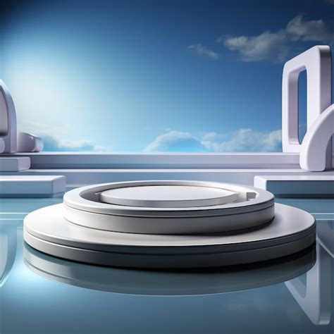 Premium Ai Image There Is A White Pedestal On A Pool With A Sky