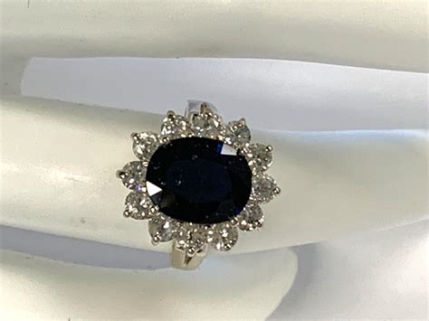 14k White Gold Genuine Sapphire Diamond Ring Estate Bbxxx Ebay