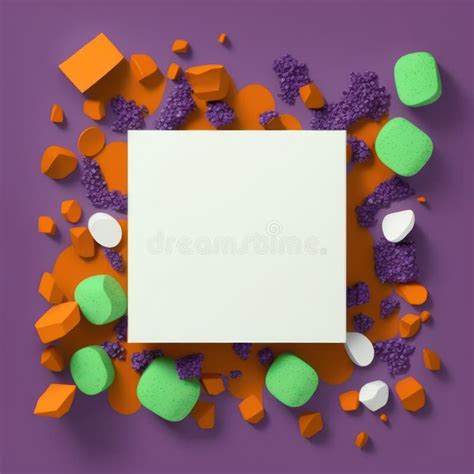 Sheet Of Papper Background Mockup Orange Lightning And Purple Stars