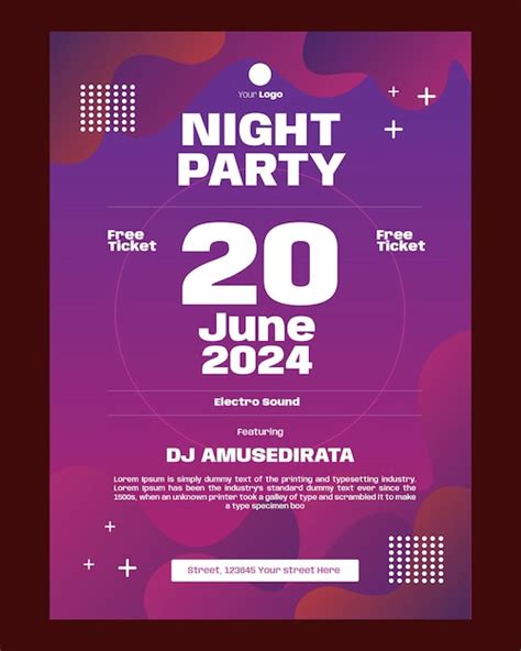 Plantilla de diseño de fiesta de noche de invitación de cartel Vector Premium