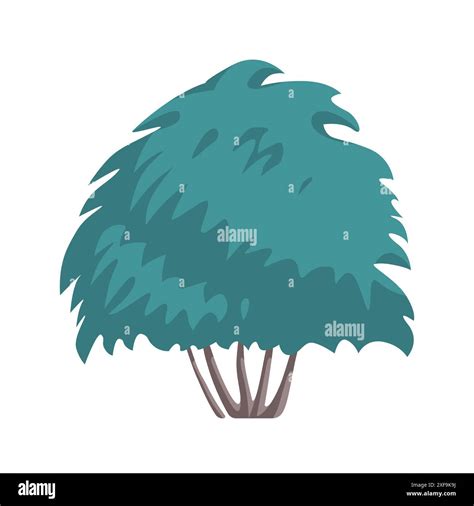 Green Minimalist Park Tree With Triangle Shape Crown And Trunks Vector