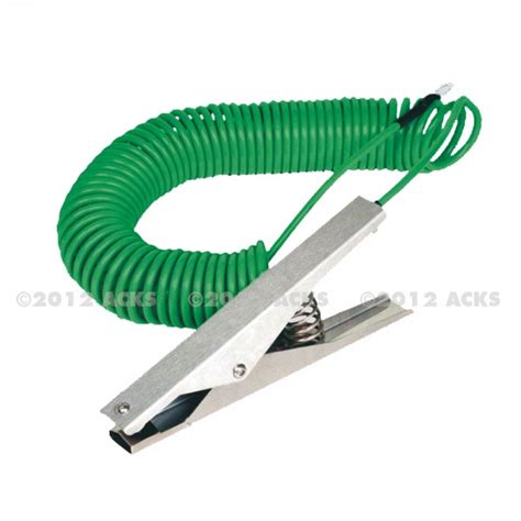 ACKS Cable spiralé vert MALT avec 1 pince MM ATEX et 1 œillet