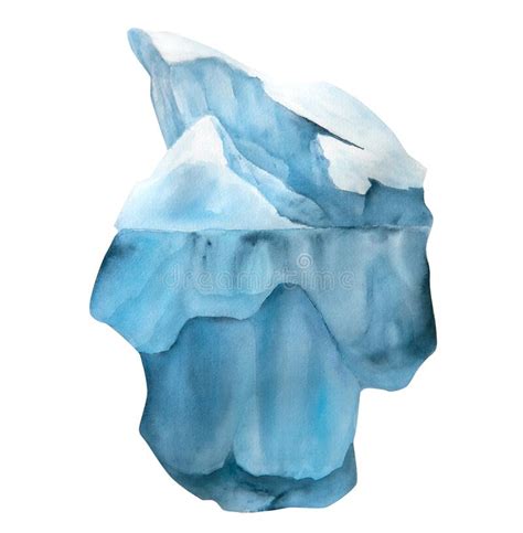 Watercolor Illustration Of Iceberg Isolated On White Background Stock