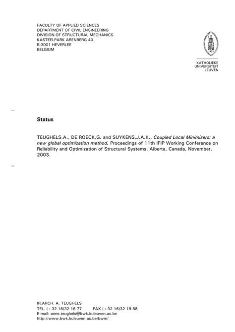 Pdf Coupled Local Minimizers A New Global Optimization Method