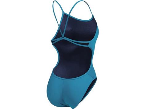 Arena Solid Badeanzug Lace Back 32 Blue Cosmo