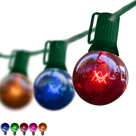 Globe String Lights Multicolor G40 Bulbs Green Wire Yard Envy