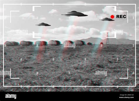 Ovni Vaisseau Spatial Et Futuriste Avec Des Faisceaux De Lumière