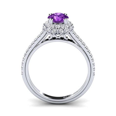 Achetez Bague de fiançailles Daffney 0 8 crt en Or Blanc 585 Améthyste
