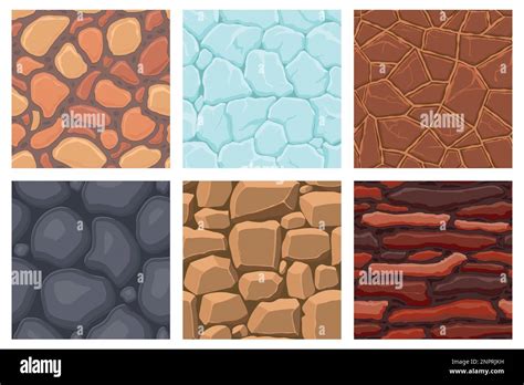 Cartoon Game Textures Lava Ice Rocks And Brick Dirt And Ground