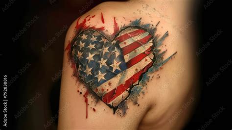 American Flag Heart Tattoo On Shoulder Patriotism And Pride Of The Usa