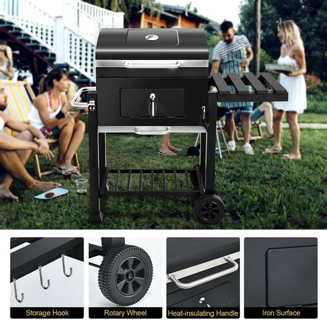 Costway Charcoal Grill Outdoor Bbq Smoker With Side Table Patio Picnic