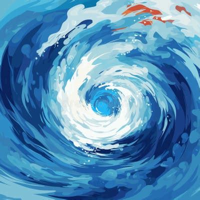 Blue Water Vortex View From Above Whirlpool Vector Illustration Stock