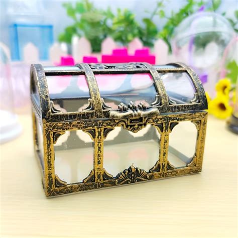 Vintage Treasure Chest Jewelry Box Ring Necklace Earrings Candy Storage