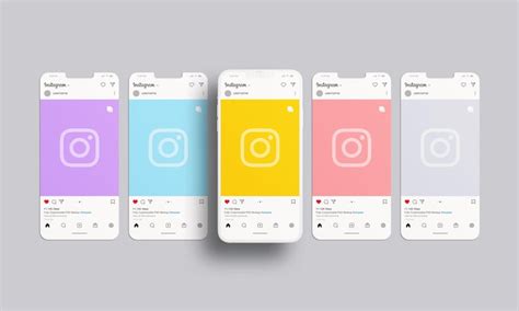 인터페이스 템플릿과 클레이 휴대폰 화면이 격리된 3d 렌더링이 포함된 Instagram 게시물 모형 프리미엄 Psd 파일