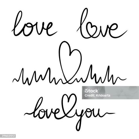 벡터 하트 일러스트 와 사랑 Lettering 연속적인 한 선 그리기 그래픽 흑백 하트 윤곽선 스케치 잉크 일러스트 세트 결혼식 초대장 발렌타인 데이를 위한 디자인 요소