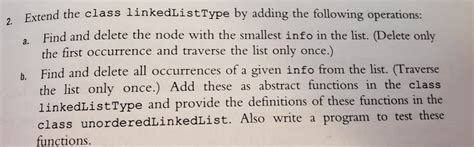 Solved 2 Extend The Class Linkedbisttype By Adding The