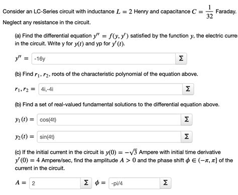 Solved 1 Consider An Lc Series Circuit With Inductance L 2