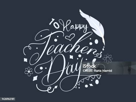 행복한 선생님의 날 손 레터링 벡터 일러스트 레이 션 디자인 장식 낙서 축하 0명에 대한 스톡 벡터 아트 및 기타 이미지 0명 10월 2022년 Istock