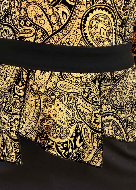 ROTITA Hot Stamping Paisley Print Golden Bodycon Dress Rotita