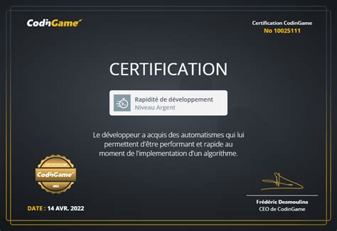Codingame Certification