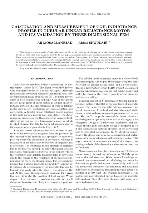 Calculation And Measurement Of Coil Inductance Profile In Tubular Linear Reluctance Motor And