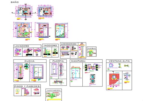 Baños detalles en AutoCAD Descargar CAD MB Bibliocad