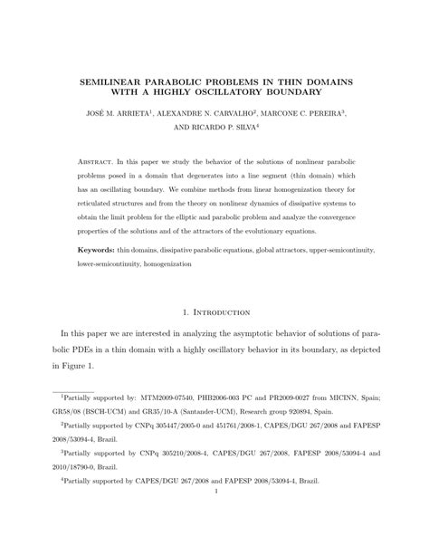 Pdf Nonlinear Parabolic Problems In Thin Domains With A Highly Oscillatory Boundary