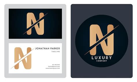 Plantilla De Tarjeta De Visita De Lujo Logotipo De La Letra N Premium