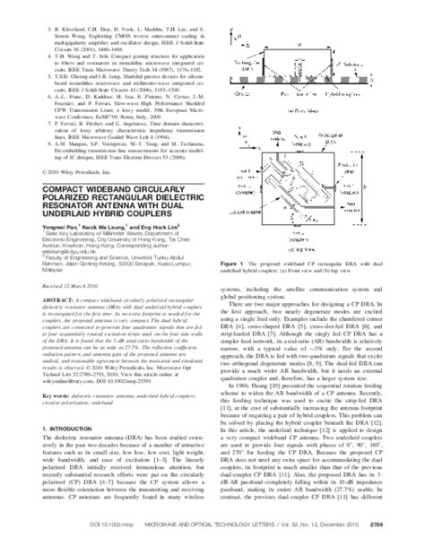 Pdf Compact Wideband Circularly Polarized Rectangular Dielectric